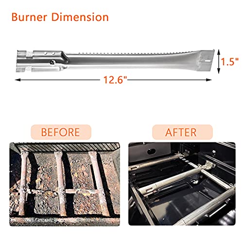 BQMAX Stainless Steel Repair Kit for Charbroil Classic 280 2-Burner, 360 3-Burner Liquid Propane, G320-0200-W1, G215-0203-W, Gas Grill Burner, Heat Plates Shield Tent and Crossover Tube (3-Pack)