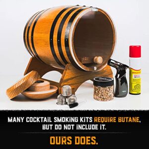 Smoke Barrel Cocktail Smoker Kit - Complete Kit with Smoke Lid, Torch, Wood Chips & Butane - Whiskey Gifts for Men - Infuse Multiple Cocktails at Once - Smoke Whiskey, Bourbon, Cheese, Meats & More