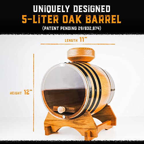 Smoke Barrel Cocktail Smoker Kit - Complete Kit with Smoke Lid, Torch, Wood Chips & Butane - Whiskey Gifts for Men - Infuse Multiple Cocktails at Once - Smoke Whiskey, Bourbon, Cheese, Meats & More