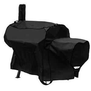 grisun grill cover for oklahoma joe's longhorn offset smoker, anti-uv waterproof offset smoker cover for oklahoma joe's 13201747-50, heavy-duty 600 d polyester, black (70" l x 60" h x 40" w)