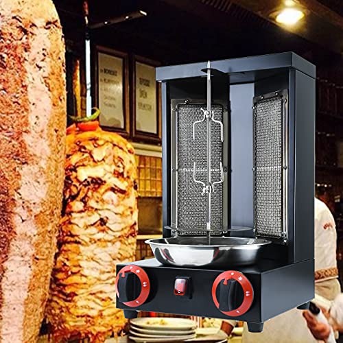 BNDHKR Homemade Chicken Shawarma Machine Countertop Rotisserie Grill Kebab Vertical Rotisserie Propane Turkish Chicken Doner Kebab Broiler wih 2 Burners