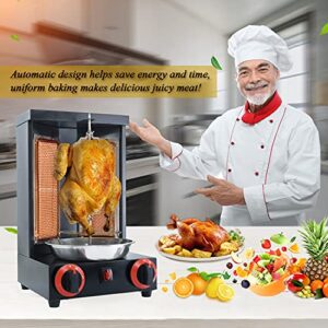 BNDHKR Homemade Chicken Shawarma Machine Countertop Rotisserie Grill Kebab Vertical Rotisserie Propane Turkish Chicken Doner Kebab Broiler wih 2 Burners