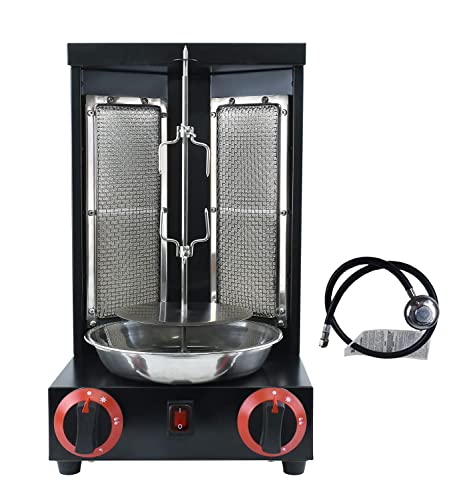 BNDHKR Homemade Chicken Shawarma Machine Countertop Rotisserie Grill Kebab Vertical Rotisserie Propane Turkish Chicken Doner Kebab Broiler wih 2 Burners