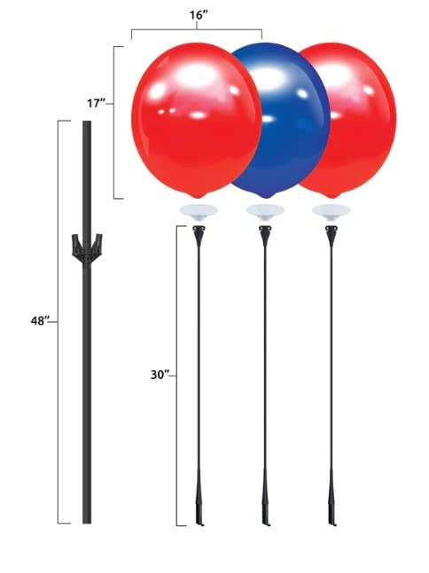 Balloon Bobber - Weatherproof Reusable Balloon Triple Cluster Pole Kit - Helium Free Plastic Outdoor Balloons