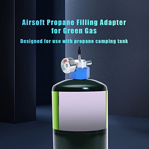 YUXIVCNE Airsoft Propane Filling Adapter for Green Gas with Pressure Gauges and Thimble Protective Cover Use with Propane Camping Tank