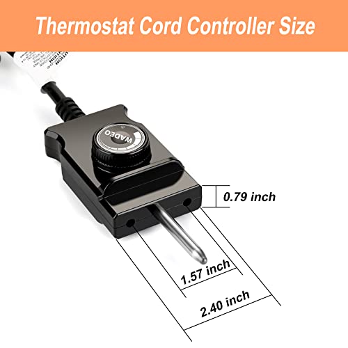 WADEO Adjustable Thermostat Probe Control Cord for Masterbuilt Smokers Cord Replacement.(15A Max, 110V)