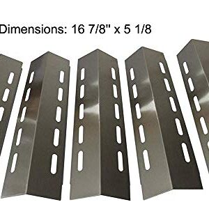 Htanch SC0500701 (5-Pack) SA3041 (5-Pack) 16 7/8" Stainless Steel Heat Plate & Stainless Steel Burner Replacement for Ducane 5 Burner 30500701,30500097,30400045,30500702,30400043,30400042 Gas Grill