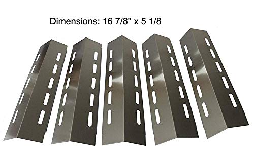 Htanch SC0500701 (5-Pack) SA3041 (5-Pack) 16 7/8" Stainless Steel Heat Plate & Stainless Steel Burner Replacement for Ducane 5 Burner 30500701,30500097,30400045,30500702,30400043,30400042 Gas Grill