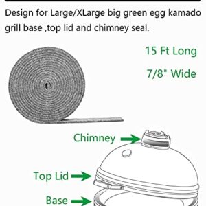 Gasket for Big Green Egg Large, Big Green Egg Parts Accessories, High Temp Material Gasket Replacement for Big Green Egg Large and XLarge, Self Stick 15Ft Long,7/8" Wide,with Scraper