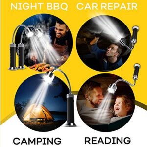 Flexible LED BBQ Grill Lights Set of 2 - The Perfect Grilling Accessories Light with 360-Degree Magnetic Base and Gooseneck - 100% Portable Weatherproof Outdoor Lamp w/ 6 Batteries Included