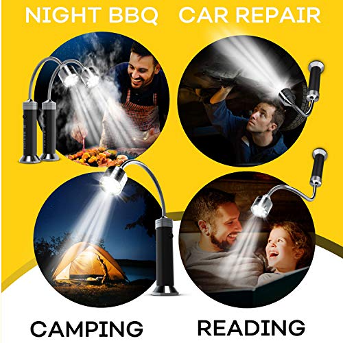 Flexible LED BBQ Grill Lights Set of 2 - The Perfect Grilling Accessories Light with 360-Degree Magnetic Base and Gooseneck - 100% Portable Weatherproof Outdoor Lamp w/ 6 Batteries Included