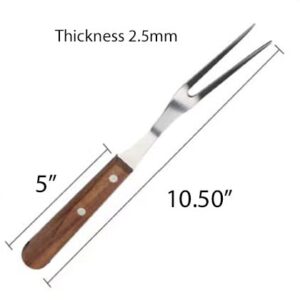 Sunrise Kitchen Supply Stainless Steel Turner Spatula & Meat Fork with Wood Handle (10.5" Fork)