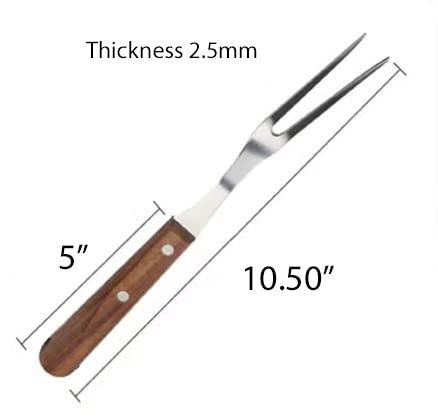 Sunrise Kitchen Supply Stainless Steel Turner Spatula & Meat Fork with Wood Handle (10.5" Fork)