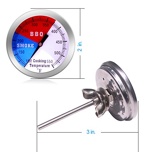 NEWSTART BBQ Thermometer Gauge - 2 Pcs Charcoal Grill Pit Smoker Temp Gauge Grill Thermometer with Fahrenheit and Heat Indicator