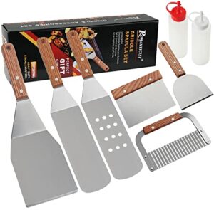 romanticist 8pc professional griddle accessories kit - heavy duty stainless steel grill spatula set for grill griddle hibachi flat top outdoor cooking - great grill gift on birthday wedding