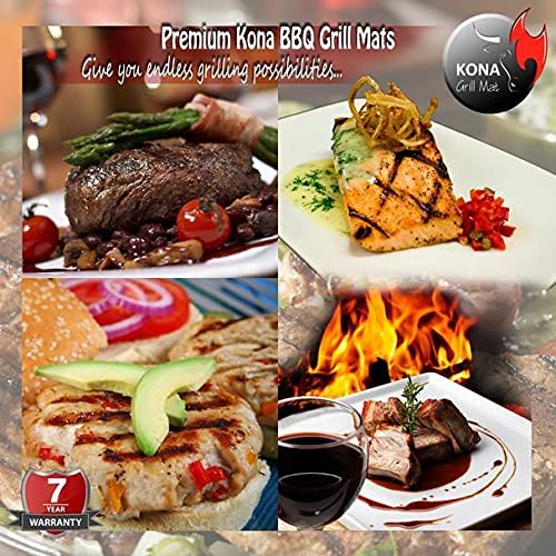 Kona XL Best Grill Mat - BBQ Grill Mat Covers The Entire Grill - Premium Non-Stick 25"x17"