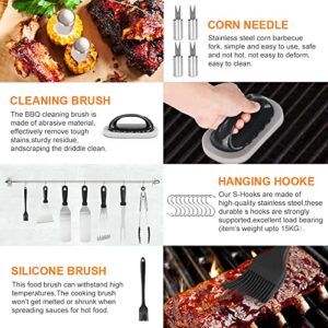 Griddle Accessories Kit, 34Pcs Extra Thick Flat Top Griddle Grill Set for Professional Chef Spatula Grill BBQ Set,with Oil Brush, Spatula,Scraper, Bottle, Tongs,Egg Ring,for Camping Outdoor Grill