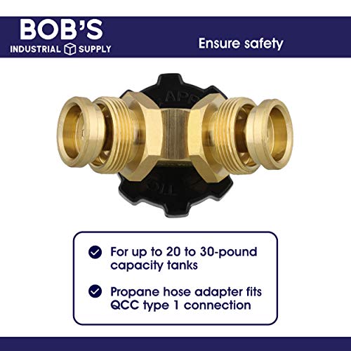 BISupply 1-Inch 2 Male POL to QCC1 Propane Y Splitter Converter Propane Tank Adapter Fitting for BBQ Grill or Camp Stove