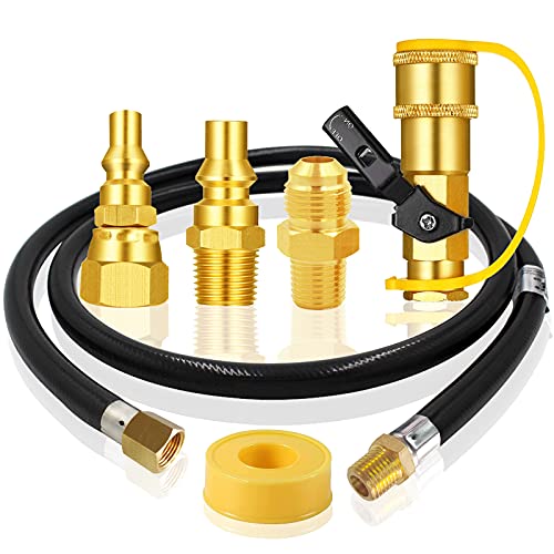 MCAMPAS Universal 1/4“ Propane Quick Connect Adapter Hose Assembly Kit for Gas Grills, Turkey Fryers, Fire Pit, Mr Heater.RV Equipment Etc to Conver Hose Extension