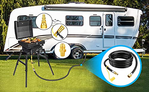 MCAMPAS Universal 1/4“ Propane Quick Connect Adapter Hose Assembly Kit for Gas Grills, Turkey Fryers, Fire Pit, Mr Heater.RV Equipment Etc to Conver Hose Extension