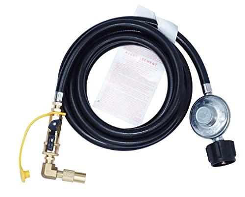 METER STAR 8 FEET QCC1 Propane Regulator Low Pressure with Hose Plus 1/4" Quick Connect Propane Elbow Adapter Converter for 17" and 22" Blackstone Tabletop Camper Grill