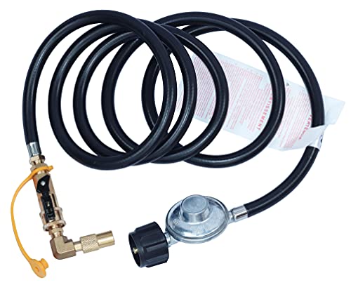 METER STAR 8 FEET QCC1 Propane Regulator Low Pressure with Hose Plus 1/4" Quick Connect Propane Elbow Adapter Converter for 17" and 22" Blackstone Tabletop Camper Grill