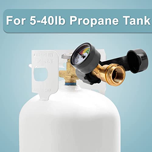 SHINESTAR a Propane Tank Gauge for 5-40lb LP Tank, and 0-20 PSI Adjustable Propane Regulator with Hose (4FT), Perfect for Turkey Fryer, Grill, Gas Burner, Fire Pit, Orifice Connector Included