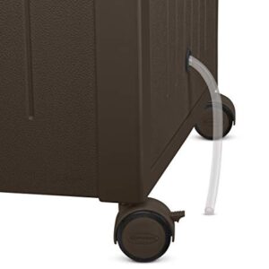 Suncast Resin 77 Quart Wicker-Look Outdoor Patio Cooler with Wheels, Dark Brown