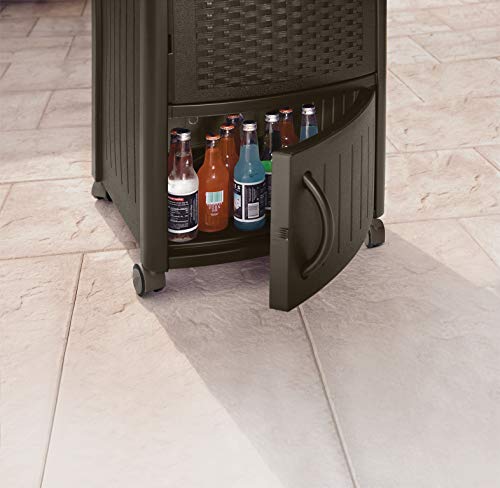 Suncast Resin 77 Quart Wicker-Look Outdoor Patio Cooler with Wheels, Dark Brown