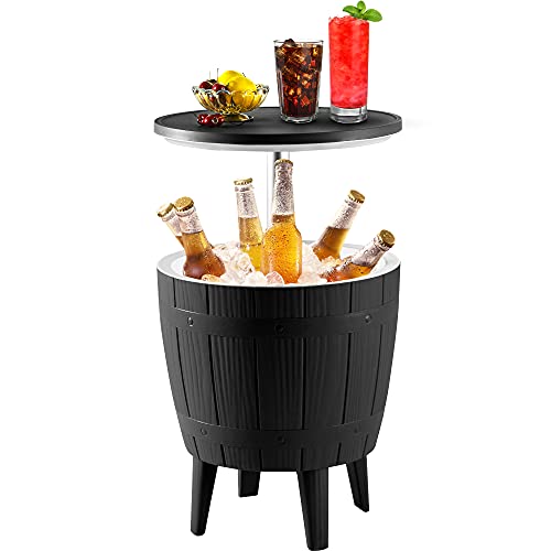 YITAHOME Cooler Table Outdoor,3-in-1 Height Adjustable Cooler Side Table,9.8 Gallon Patio Cooler with Drainage Plug for Deck Pool Party