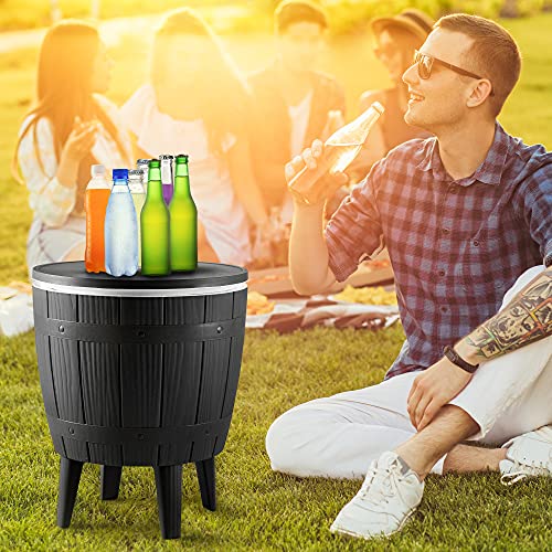 YITAHOME Cooler Table Outdoor,3-in-1 Height Adjustable Cooler Side Table,9.8 Gallon Patio Cooler with Drainage Plug for Deck Pool Party