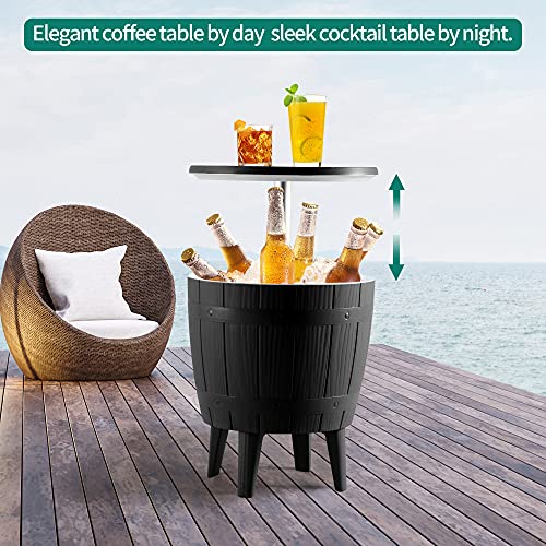 YITAHOME Cooler Table Outdoor,3-in-1 Height Adjustable Cooler Side Table,9.8 Gallon Patio Cooler with Drainage Plug for Deck Pool Party