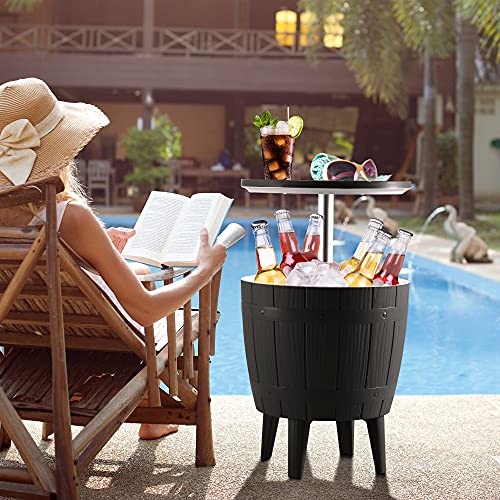 YITAHOME Cooler Table Outdoor,3-in-1 Height Adjustable Cooler Side Table,9.8 Gallon Patio Cooler with Drainage Plug for Deck Pool Party