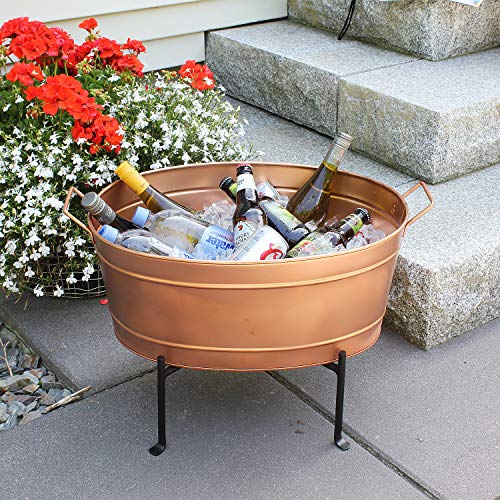 Achla Designs C-81C-S1 Classic Galvanized Tub and Stand, Copper and Black