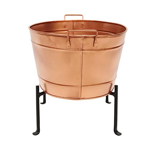 Achla Designs C-81C-S1 Classic Galvanized Tub and Stand, Copper and Black