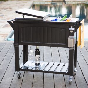 Permasteel 80 Quart Portable Rolling Patio Party Cooler in Antique Black