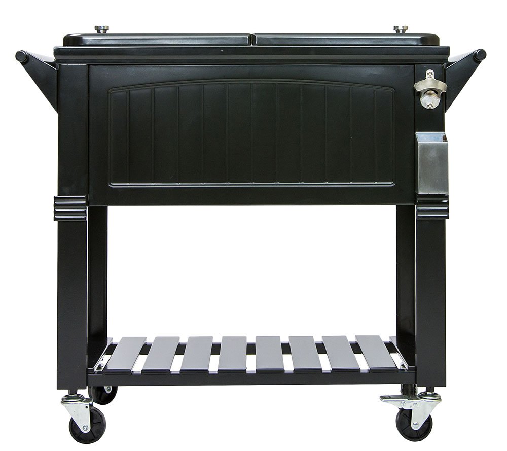 Permasteel 80 Quart Portable Rolling Patio Party Cooler in Antique Black