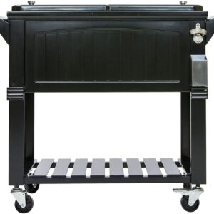 Permasteel 80 Quart Portable Rolling Patio Party Cooler in Antique Black