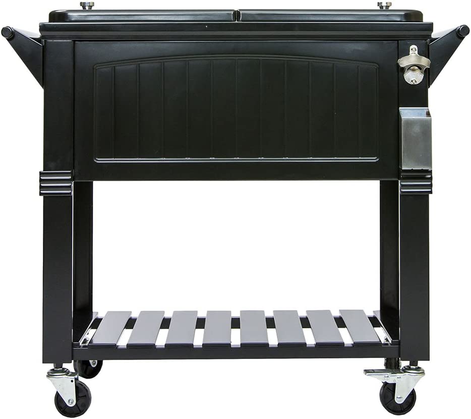 Permasteel 80 Quart Portable Rolling Patio Party Cooler in Antique Black