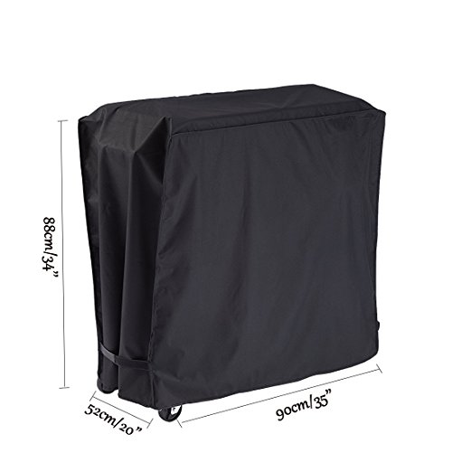 J&C 35x20x34in Cooler Cart Cover-Black Waterproof UV Resistant Patio Rolling Cooler for Most of 80 QT Patio Ice Chest Party Bar and Outdoors Rolling Cooler with Wheels