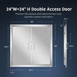 Anfrere 24" W x 24" H Outdoor Kitchen Doors, Premium 304 Stainless Steel Double BBQ Island Panel Access Door for Outside Kitchen Commercial Grilling Station Barbeque Oven Storage Cabinet Door, 2424DS