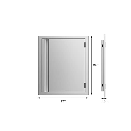 Emardom BBQ Single Access Door 17W x 24H Inch for Indoor and Outdoor Kitchen, Stainless Steel Wall Construction Vertical, Outdoor Kitchen Door for BBQ Island, Grilling Station, Outside Cabinet