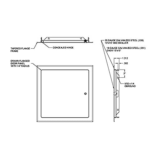 Acudor - UF-5500 Series (Z92424SCWH) 24x24 Universal Flush Mount Access Door w/Slot Screwdriver operated cam latch