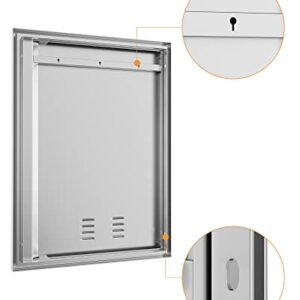 RIEDHOFF 20" H x 14" W 304 Stainless Steel Outdoor Kitchen Access Door with Recessed Handle, Single Access Door for BBQ Island, Grilling Station