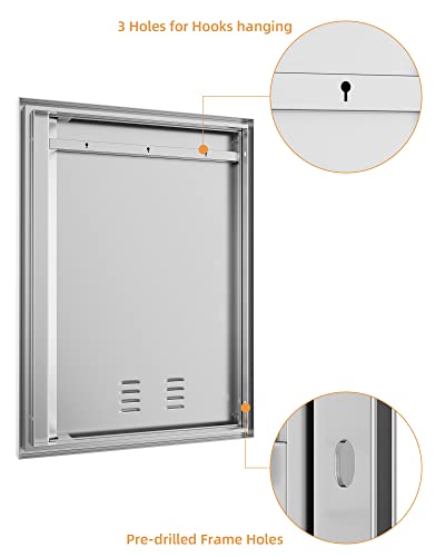 RIEDHOFF 20" H x 14" W 304 Stainless Steel Outdoor Kitchen Access Door with Recessed Handle, Single Access Door for BBQ Island, Grilling Station