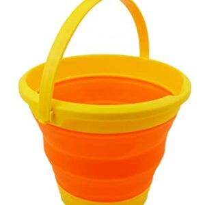 SAMMART 5.5L (1.4 Gallon) Collapsible Plastic Bucket - Foldable Round Tub - Portable Fishing Water Pail - Space Saving Outdoor Waterpot (Yellow/Carrot)