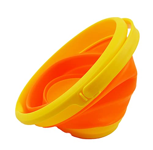 SAMMART 5.5L (1.4 Gallon) Collapsible Plastic Bucket - Foldable Round Tub - Portable Fishing Water Pail - Space Saving Outdoor Waterpot (Yellow/Carrot)