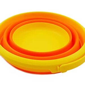 SAMMART 5.5L (1.4 Gallon) Collapsible Plastic Bucket - Foldable Round Tub - Portable Fishing Water Pail - Space Saving Outdoor Waterpot (Yellow/Carrot)