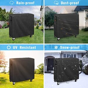 Andacar Patio Cooler Cart Cover for Most 80 Quart Rolling Cooler Cart Cover Waterproof Ice Chest Outdoor Bar Cover Freezer Covers Black-32x18x32Inchs