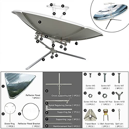 LiuWHweiXunDa Outdoor Ovens,Solar Cooker Stove Kits,1800W Portable Parabolic Solar Cooker,Concentrating Solar Cooker, 59 Inch Foldable Solar Cooker, Solar Cooker Parabolic Portable Stoves Magnesia